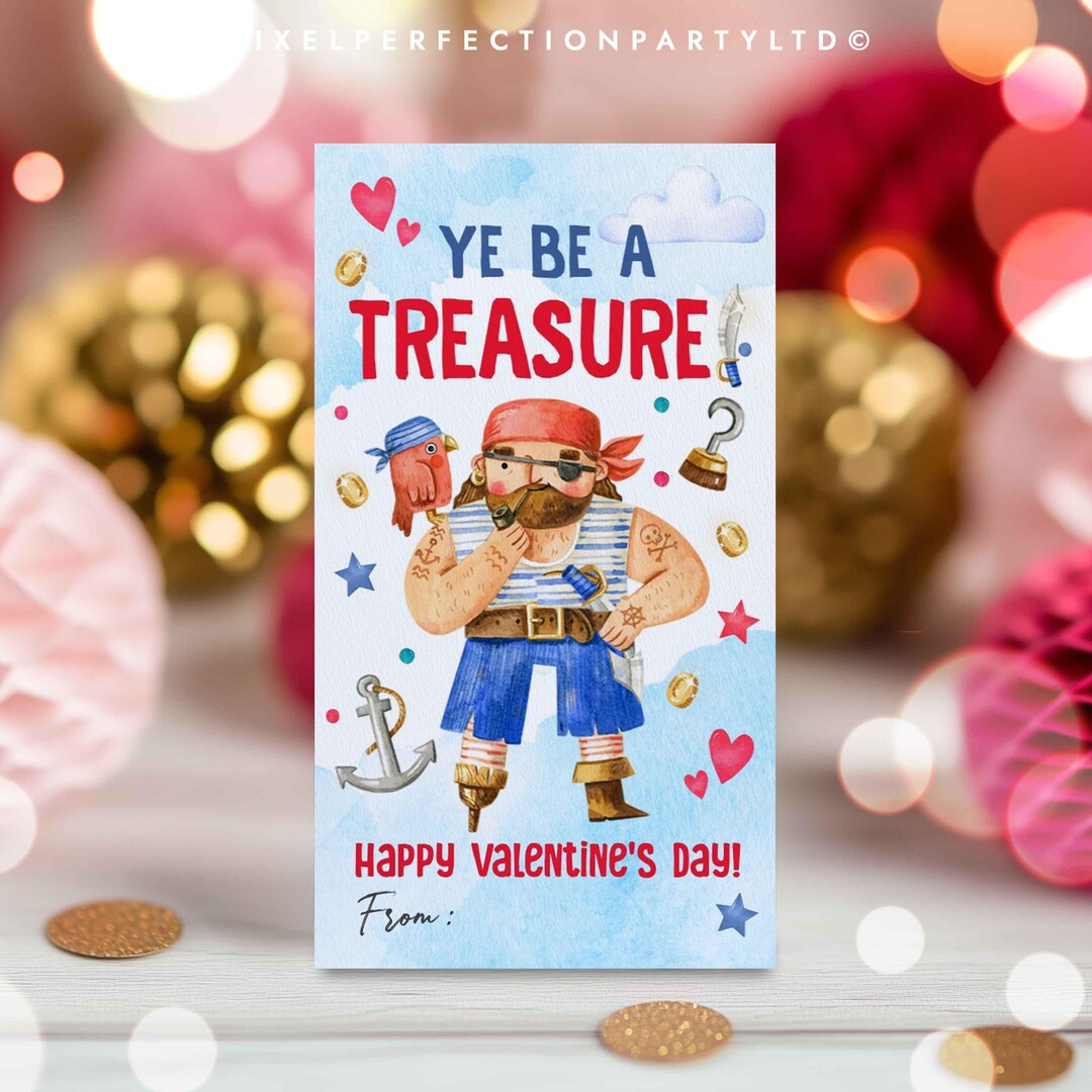 Editable Pirate Valentine's Day Gift Tag Valentine Pirate Ye Be A ...