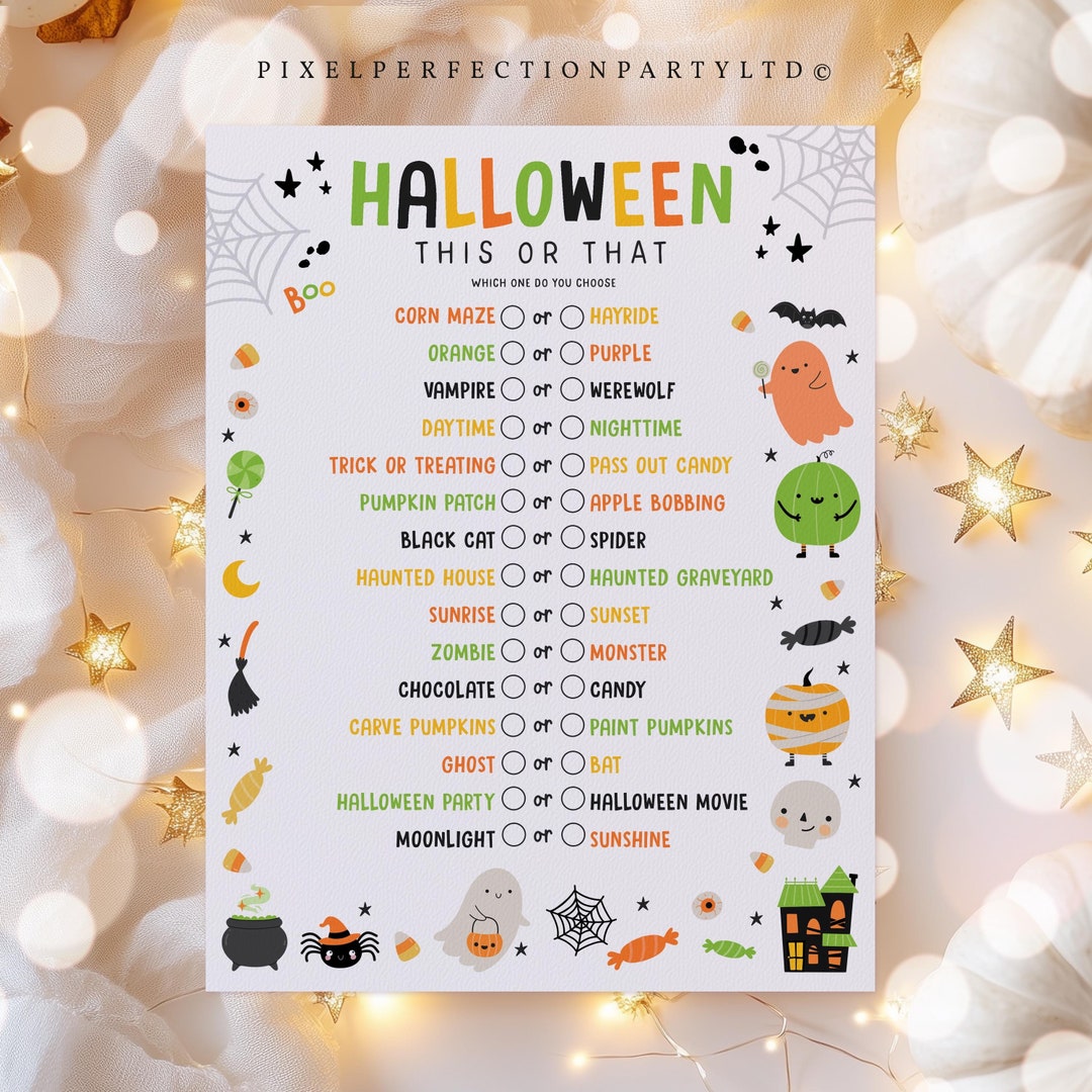 Halloween This or That Game Halloween Would You Rather Game Halloween ...