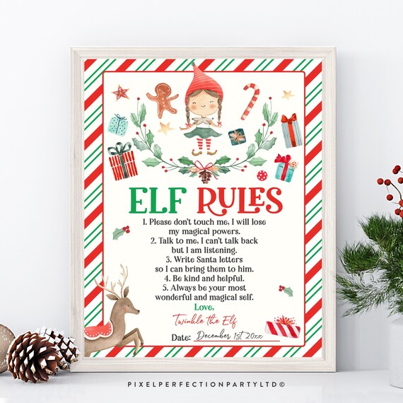 Editable Elf Rules To Follow Elf Arrival Rules Elf No Touching Elf Sign ...