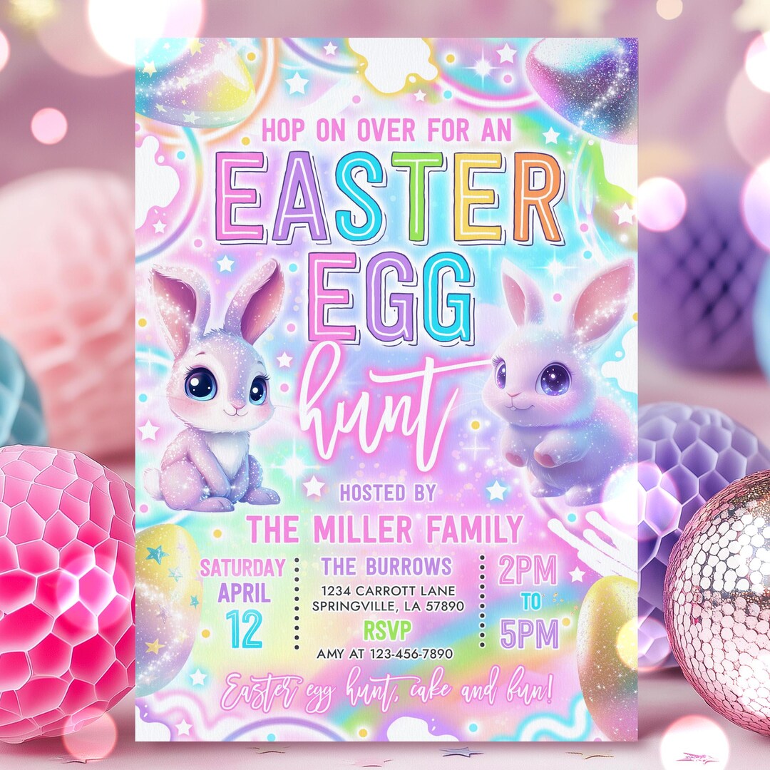 Editable Easter Egg Hunt Invitation Easter Egg Event Party Neighborhood ...