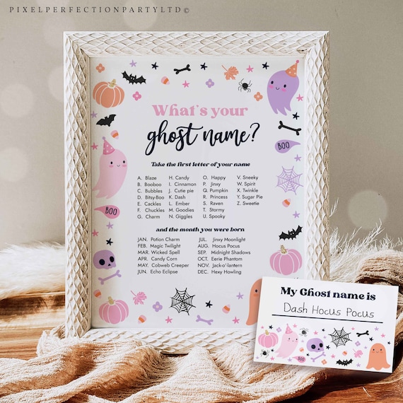 What's Your Ghost Name Game Pink Halloween What's Your Halloween Name ...