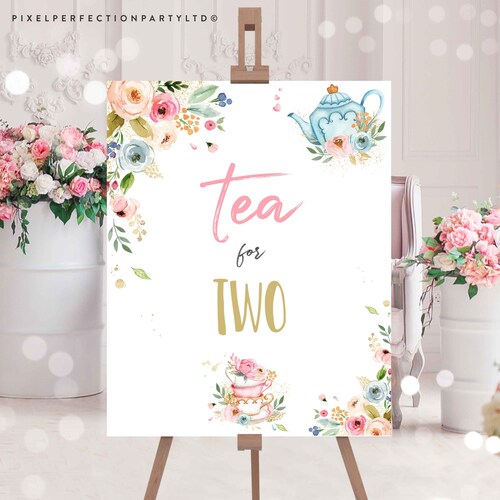 TEA PARTY Sign Tea for Two Printable Poster Instant Download | Etsy