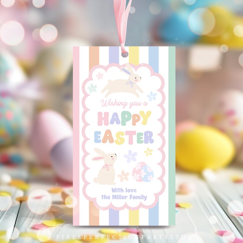 Editable Happy Easter Gift Tag Hoppy Easter Gift Tag Easter Friend Tag ...