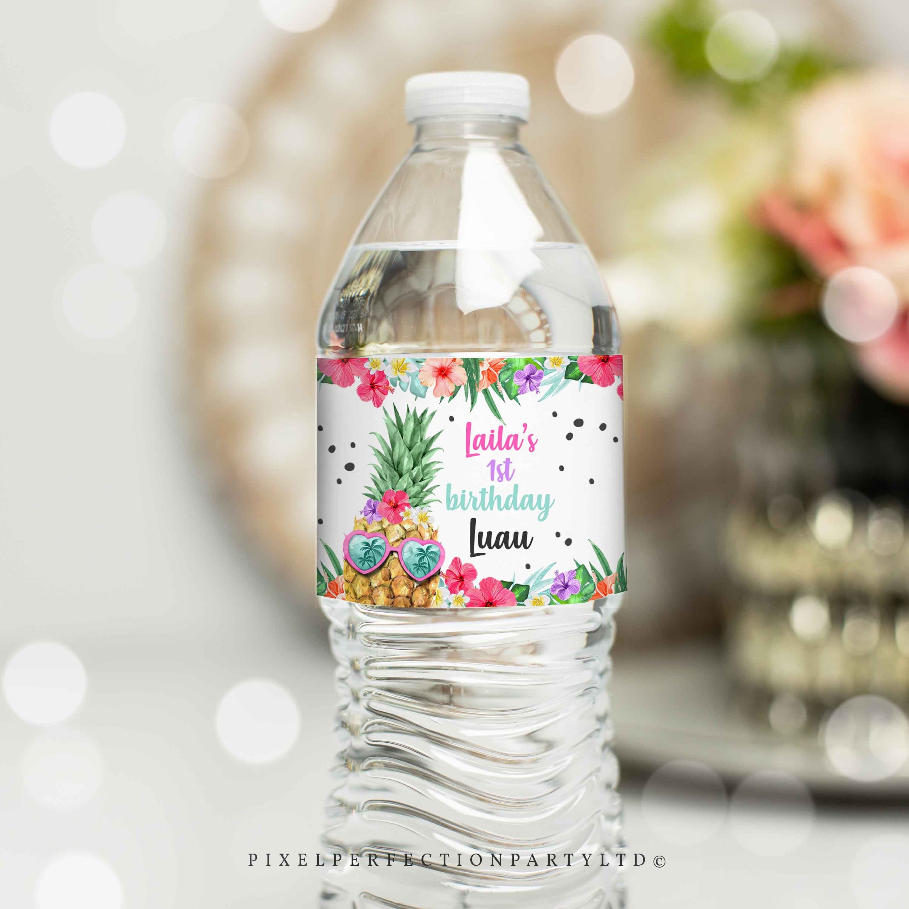 Editable Hawaiian Luau Birthday Water Bottle Wraps Pineapple - Etsy España