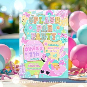 Editable Splash Pad Party Preppy Pool Party Invitation Varsity Fashion ...