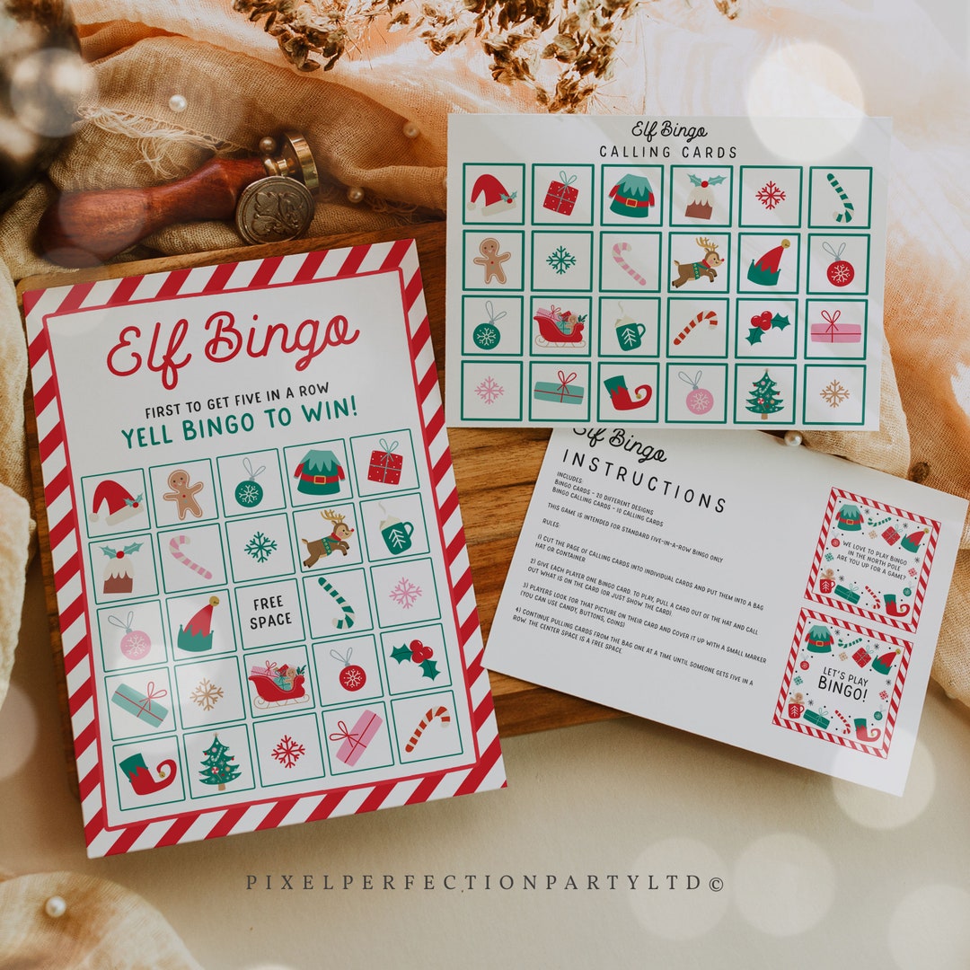 Elf Bingo Game Elf Bingo Activity Christmas Elf Bingo Night Elf Family ...