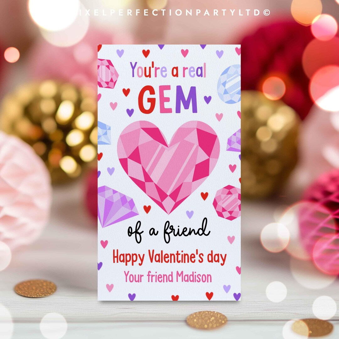 Editable Valentines Candy Gem Gift Tag You're A Real Gem of a Friend ...