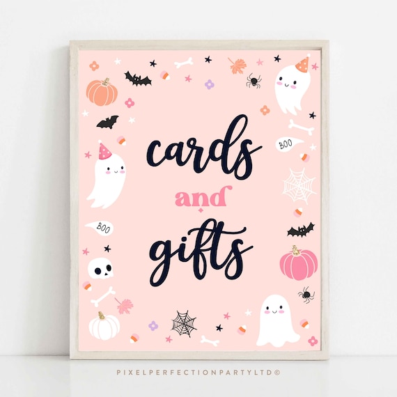Pink Halloween Ghost Party Sign Pink Ghost Cards and Gifts - Etsy