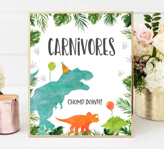 Carnivores Chomp Chomp Sign Blue Dinosaur Table Sign Jungle Dinosaur ...