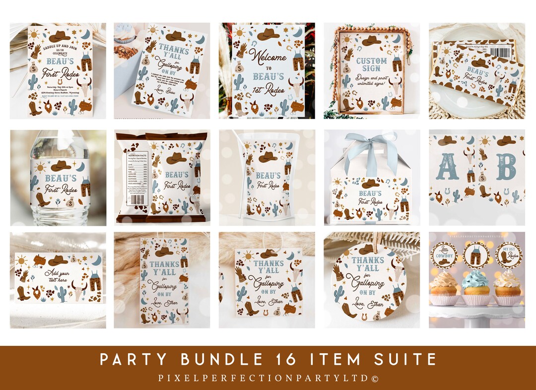 Editable Cowboy Birthday Invitation and Bundle Wild West Cowboy ...