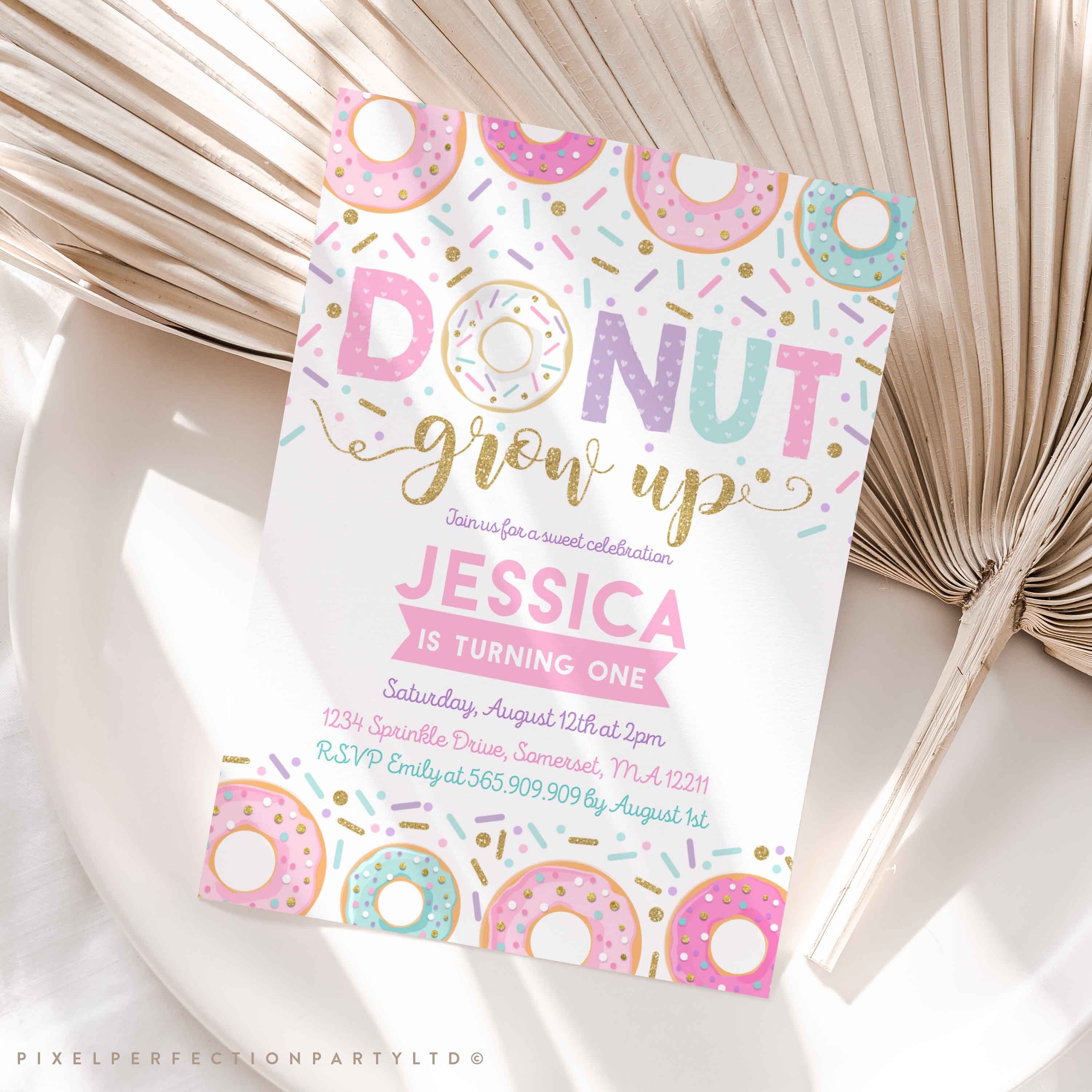 Donut Grow up Birthday Invitation Donut Grown up Invitation | Etsy