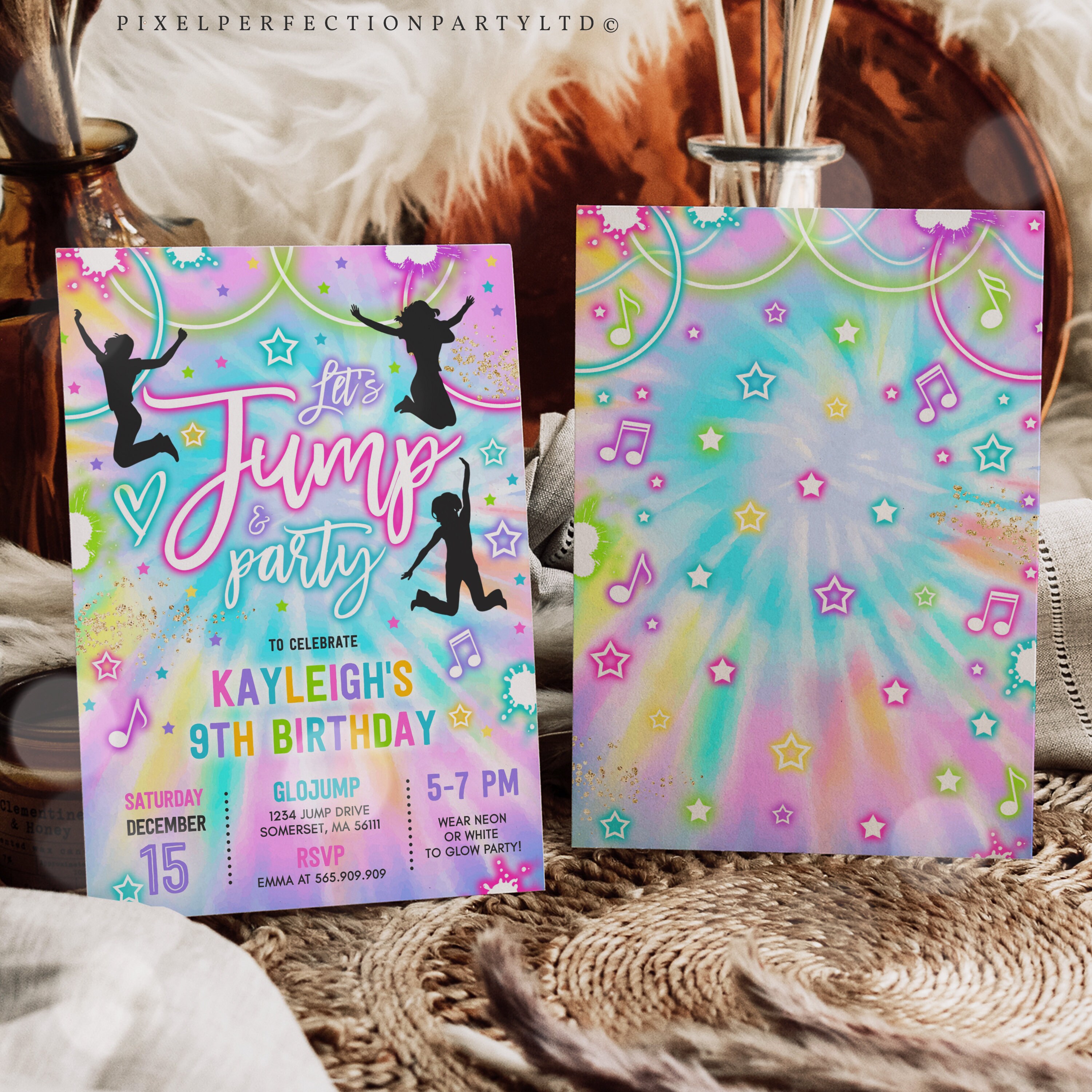 Editable Jump Birthday Party Invitation Tie Dye Jump Birthday - Etsy