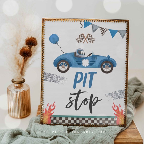 Pit Stop Birthday Party Sign Race Car 2nd Birthday Two Fast 2 Curious ...