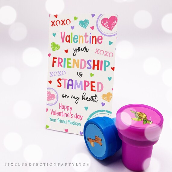 Editable Valentines Stamp Gift Tags Ink Stamper Valentine Friendship ...