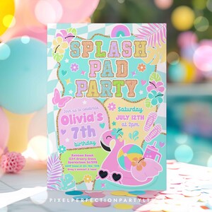 Editable Splash Pad Party Preppy Pool Party Invitation Varsity Fashion ...