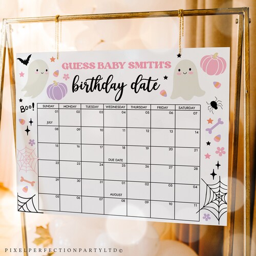 Editable Little Boo Baby Shower Due Date Calendar Game - Etsy