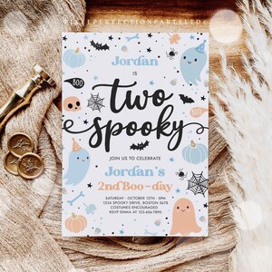 Editable Two Spooky Halloween Ghost 2nd Birthday Party - Etsy