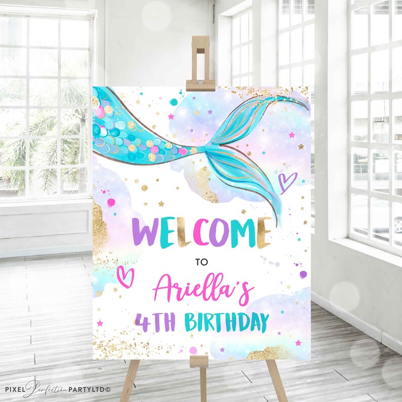 Editable Mermaid Welcome Sign Mermaid Birthday Party Welcome - Etsy