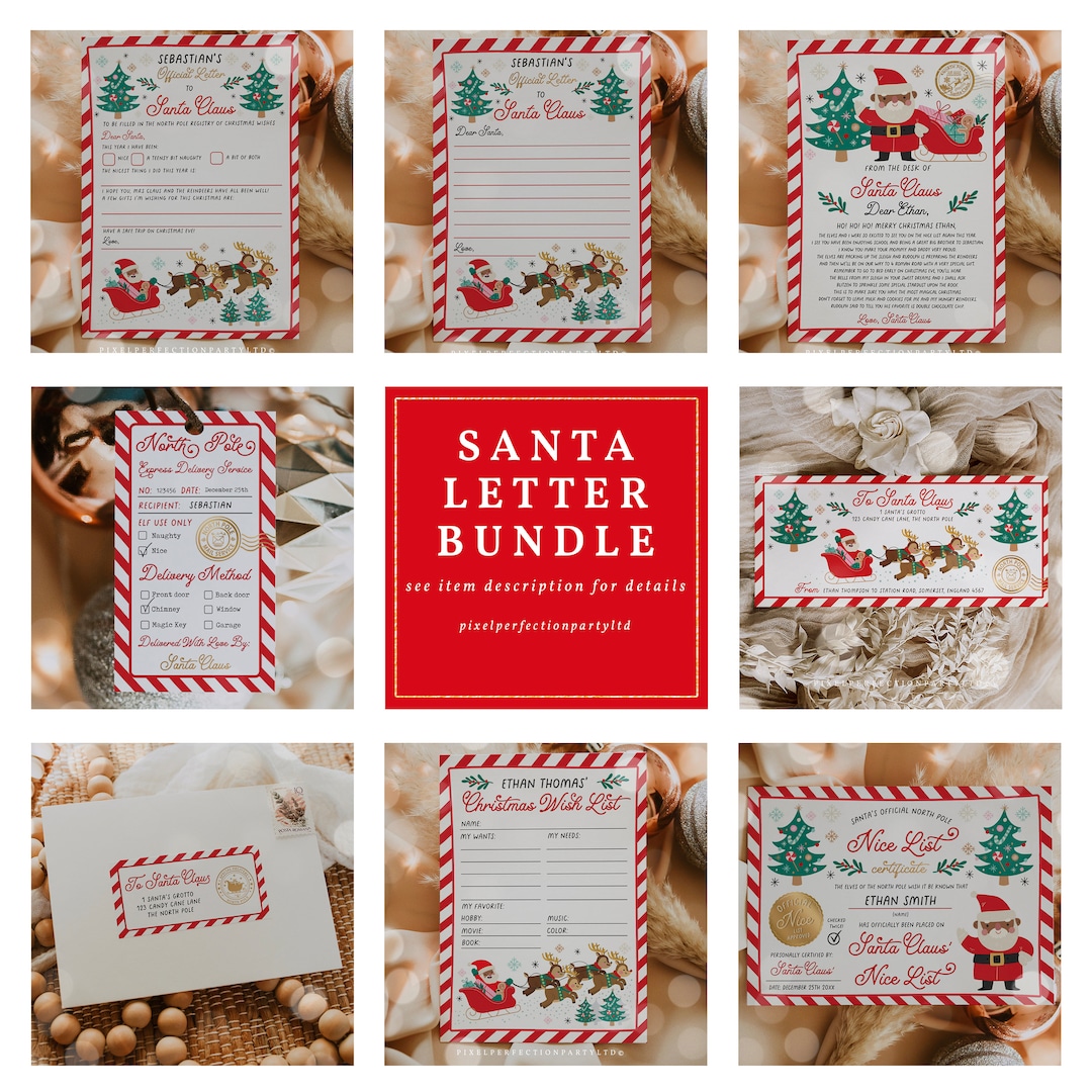 EDITABLE Official Letter to & From Santa Kit Mailing Label Wishlist ...