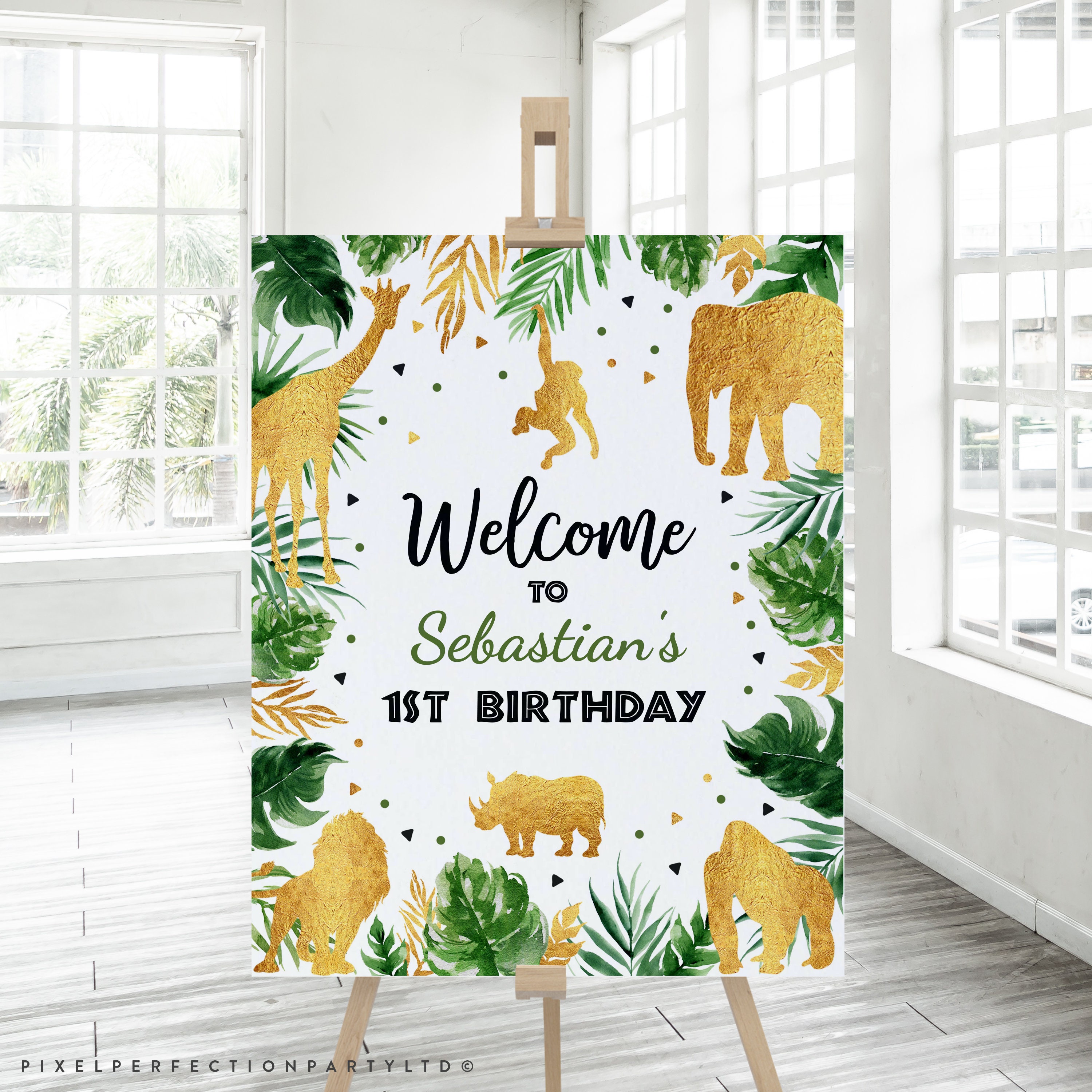 Editable Safari Welcome Sign Green and Gold Boy Safari Jungle - Etsy UK
