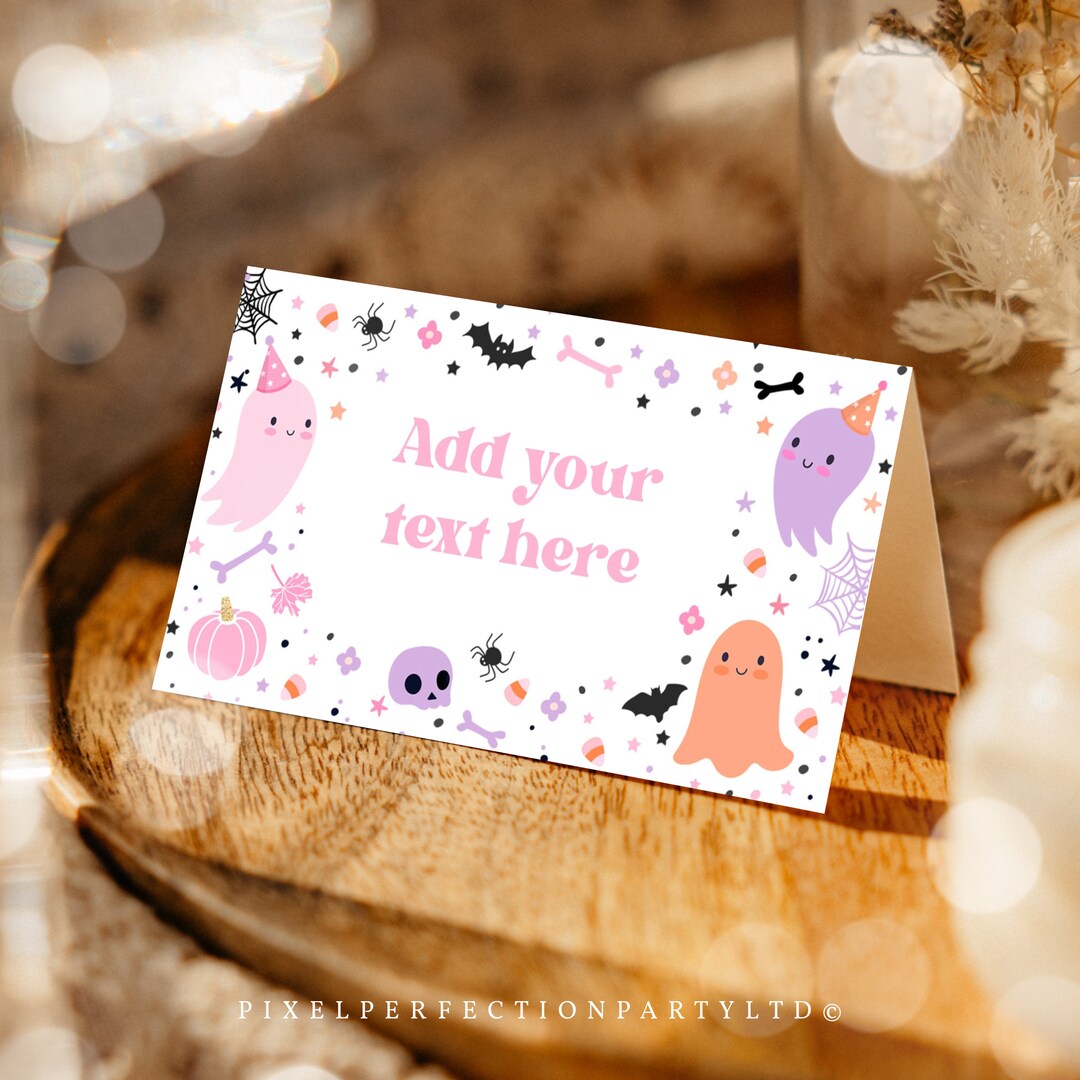 Editable Pink Halloween Ghost Birthday Party Food Labels Ghost Spooky ...