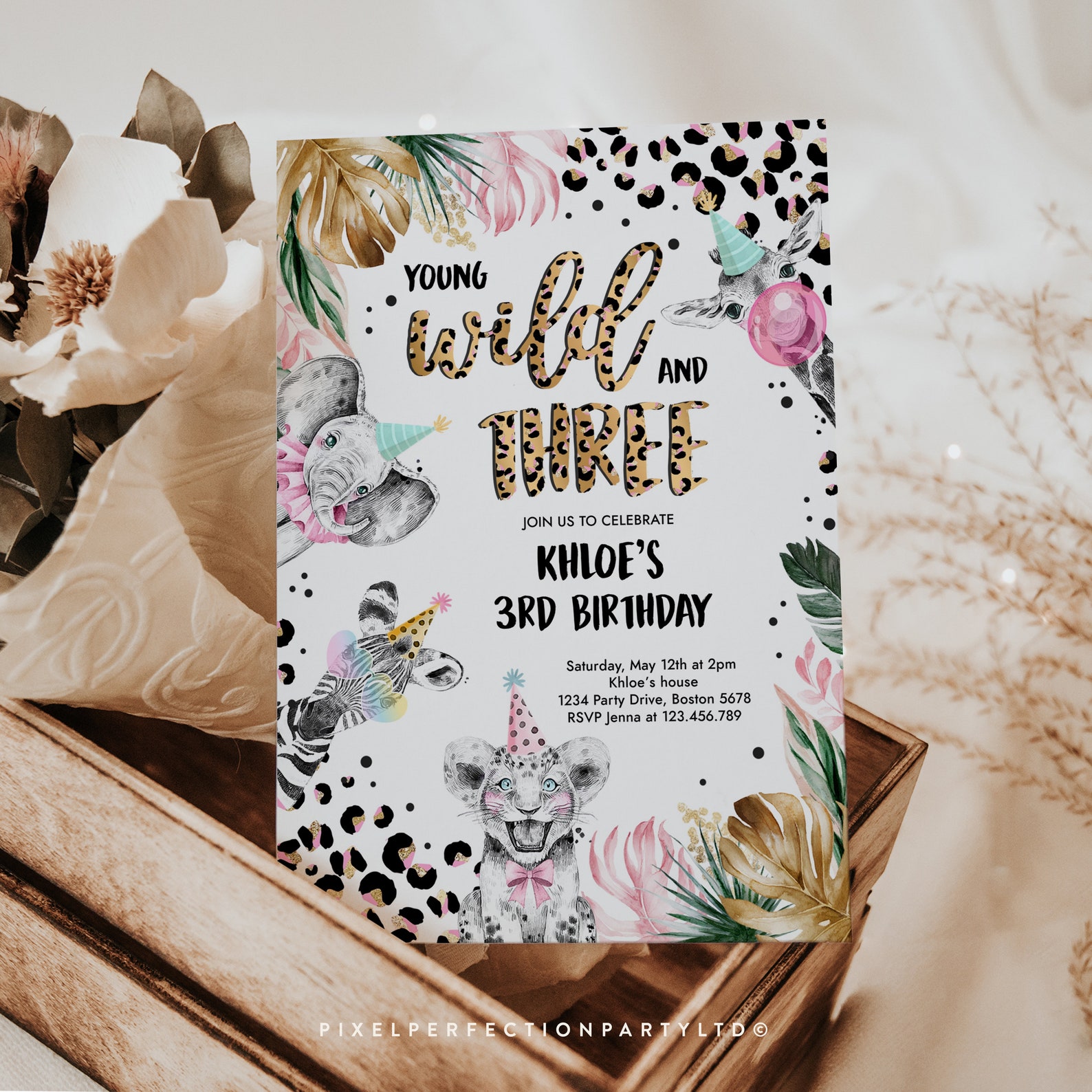 Editable Young Wild and Three Leopard Print Safari Animals - Etsy