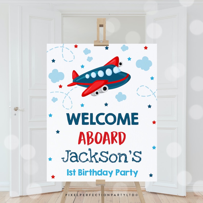 Editable Airplane Welcome Sign Aircraft Birthday Party Welcome - Etsy
