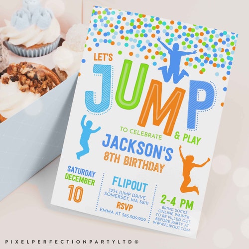 Jump Birthday Invitation-trampoline Party Invitation Bounce - Etsy
