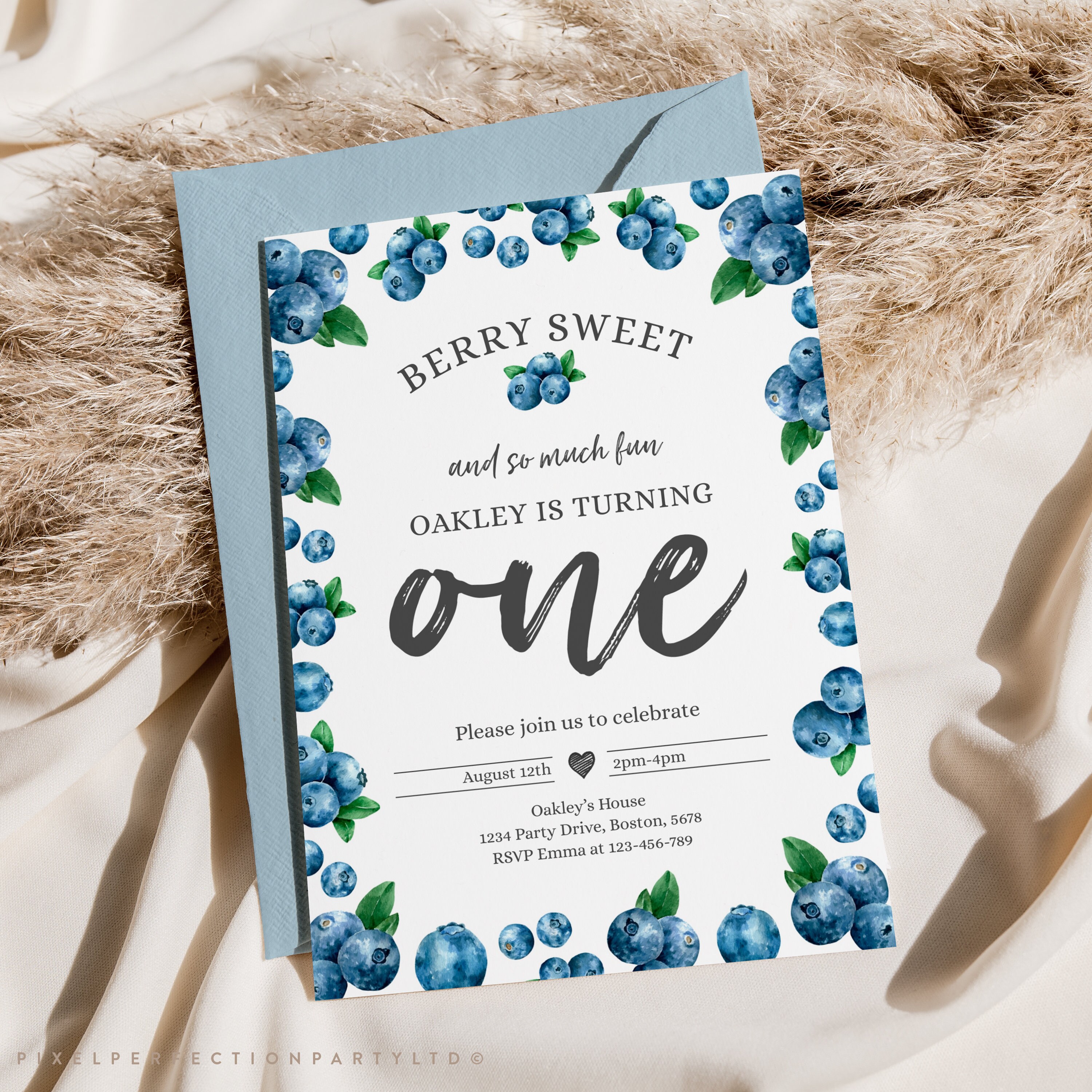 Editable Blueberry 1st Birthday Invitation Berry Sweet 1st | Etsy