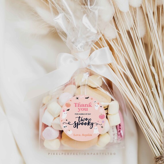 Editable Pink Halloween Ghost Circle + Square Favor Tags Pink Ghost Two ...