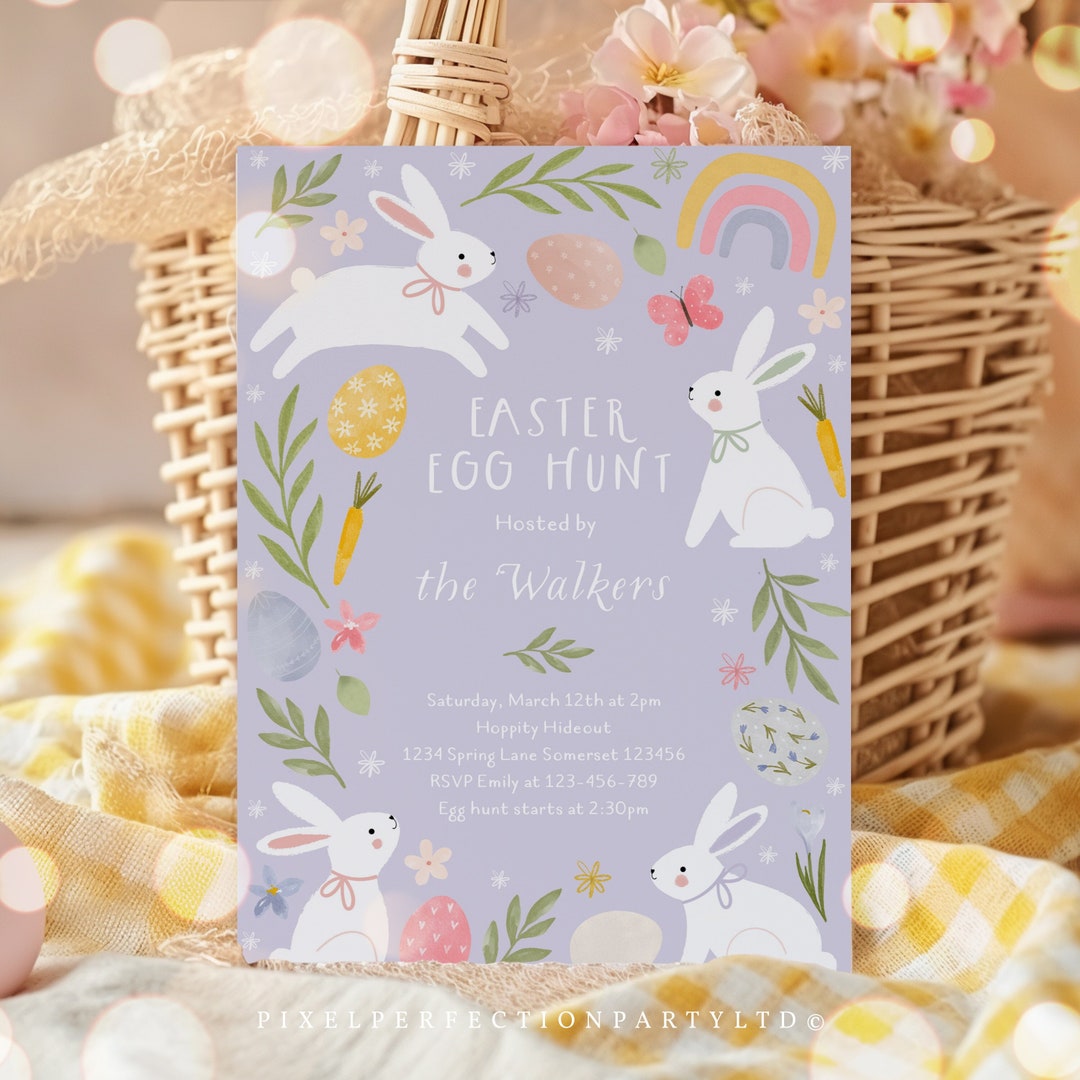 Editable Easter Egg Hunt Invitation Easter Egg Event Party Neighborhood ...