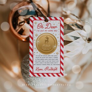 EDITABLE Rudolph's Lost Name Tag Printable Christmas Eve Tradition ...