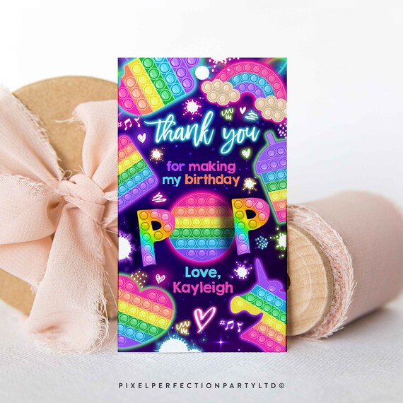 Editable Pop It Birthday Party Favor Tag Label Pop It Party Favor Tag ...