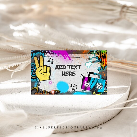 Editable Hip Hop 90s Birthday Party Fold Over Food Labels Two Legit To ...