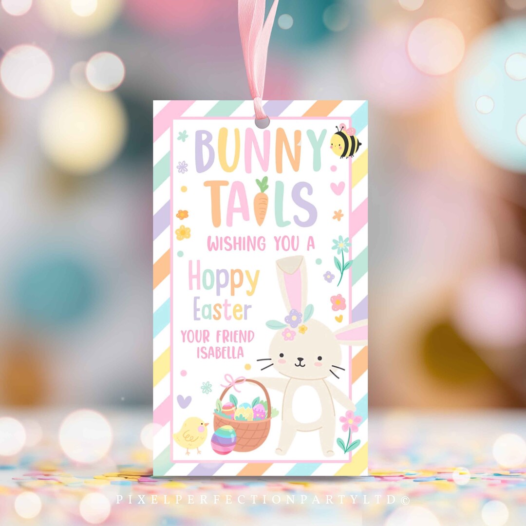 Editable Easter Bunny Tails Gift Tag Easter Treat Candy Tag Easter ...