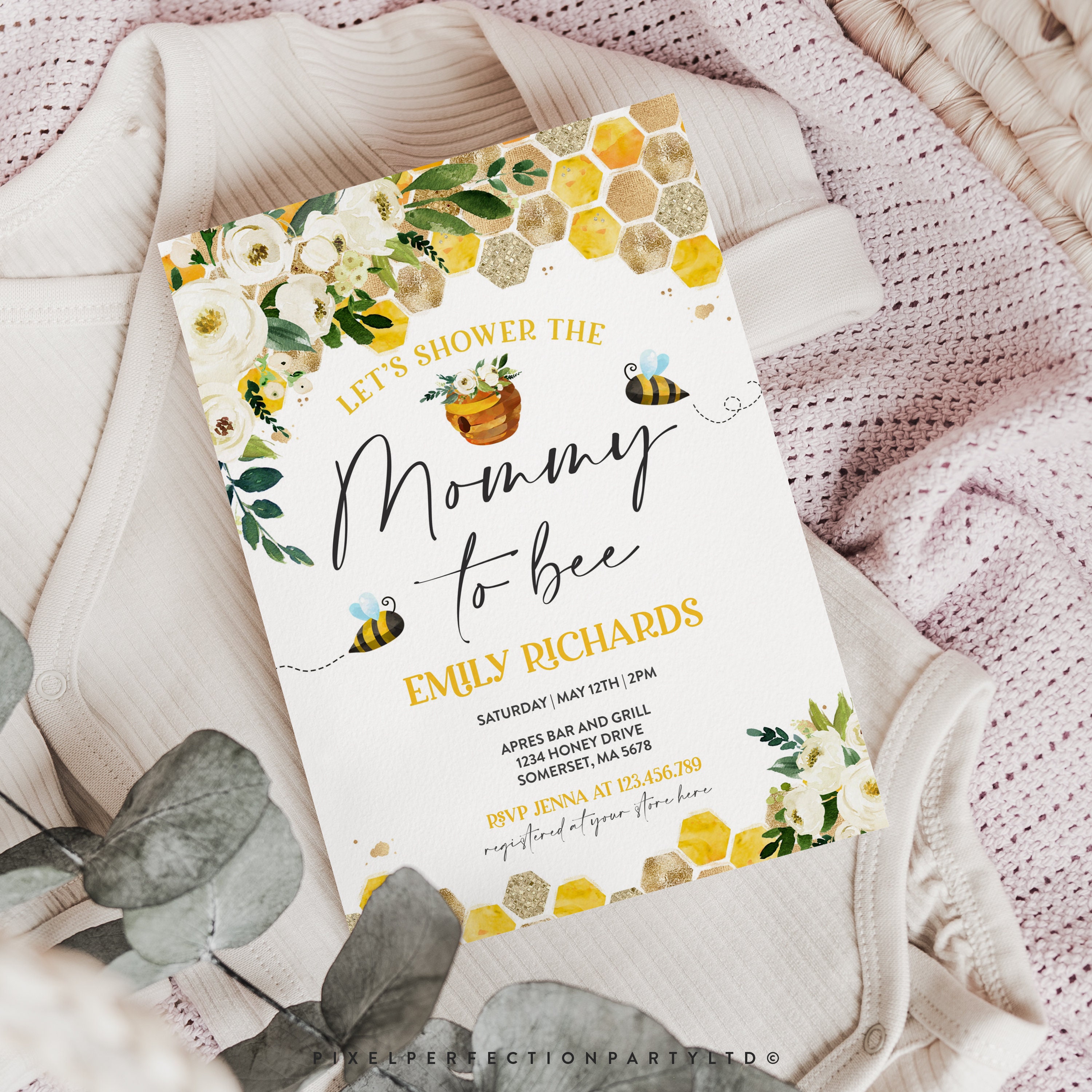 Editable Bee Baby Shower Invitation Mommy to Bee Gender - Etsy