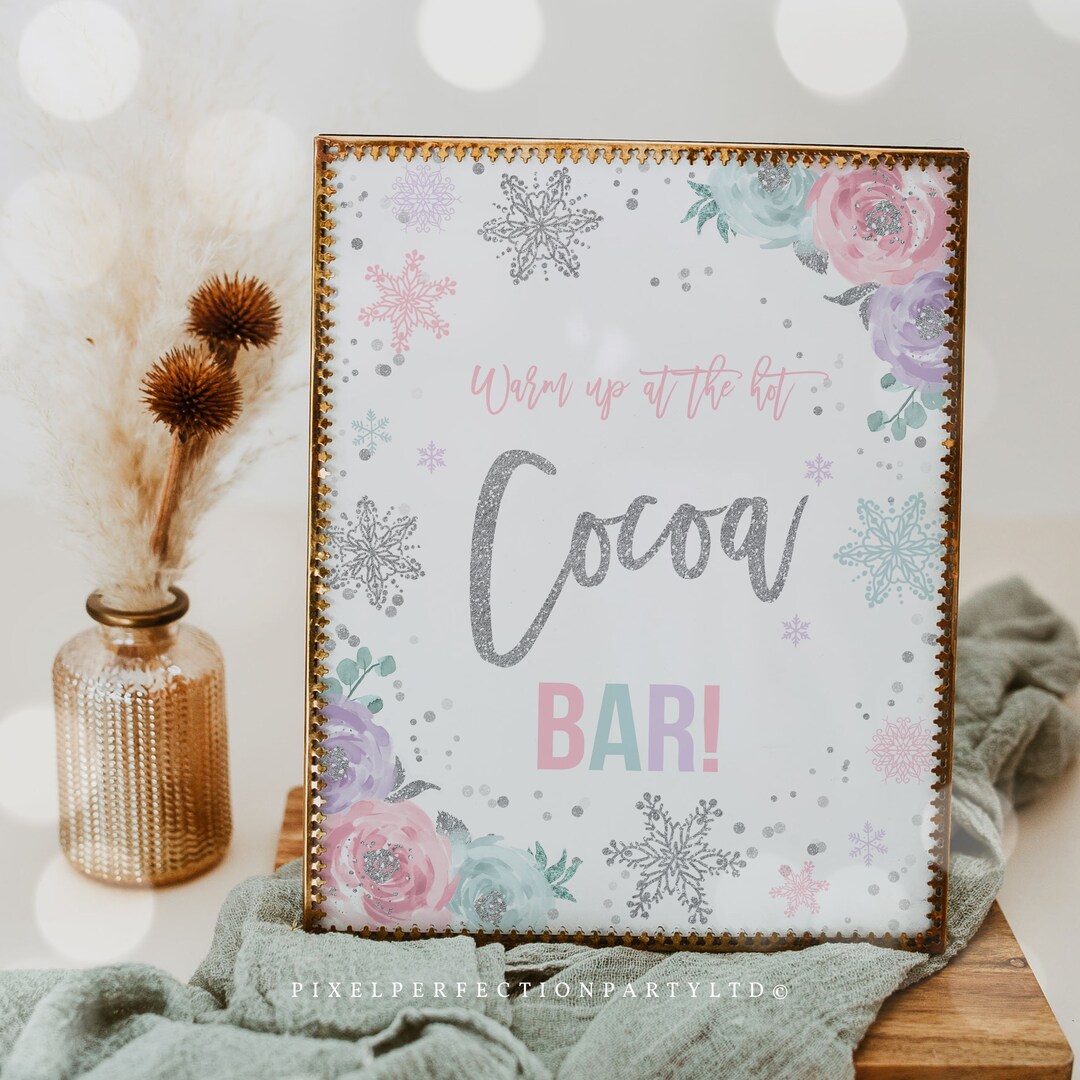 Hot Cocoa Bar Party Sign Hot Cocoa Table Sign Winter Onederland Hot ...