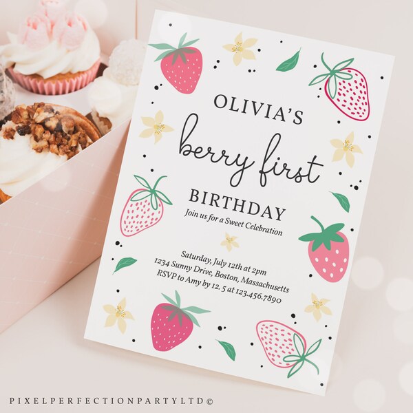 Berry First Birthday Invitation - Etsy