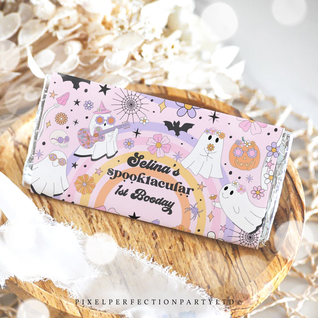 Editable Ghost Birthday Party Candy Bar Labels Cute Spooky Ghost ...