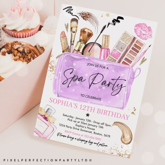 Editable Spa Makeup Birthday Party Invitation Glam Party Invitation ...