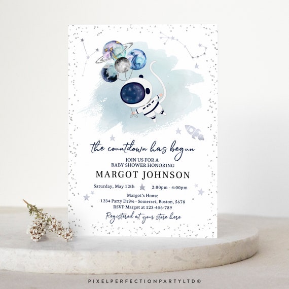 YSPA01 Editable Outer Space Baby Shower Invitation Printable Galaxy ...