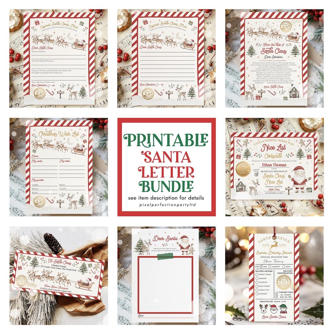 EDITABLE Official Letter to & From Santa Kit Mailing Label Wishlist ...