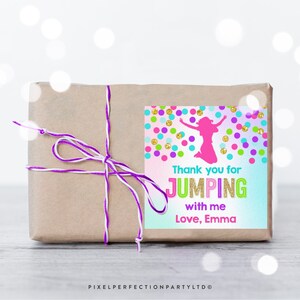 Editable Jump Birthday Party Favor Tags Jump Trampoline Gift Tag Circle ...