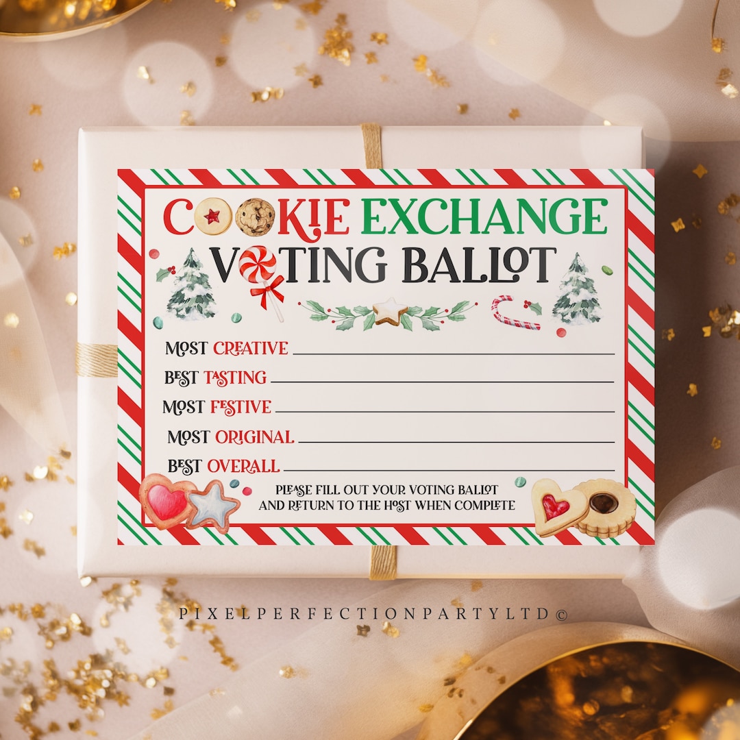 Editable Cookie Voting Ballots Cookies Exchange Voting Awards Cards ...