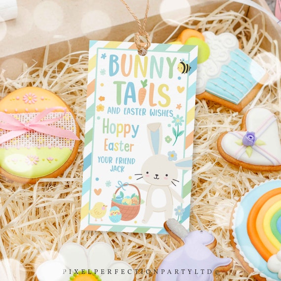 Editable Easter Bunny Tails Gift Tag Easter Treat Candy Tag Easter ...