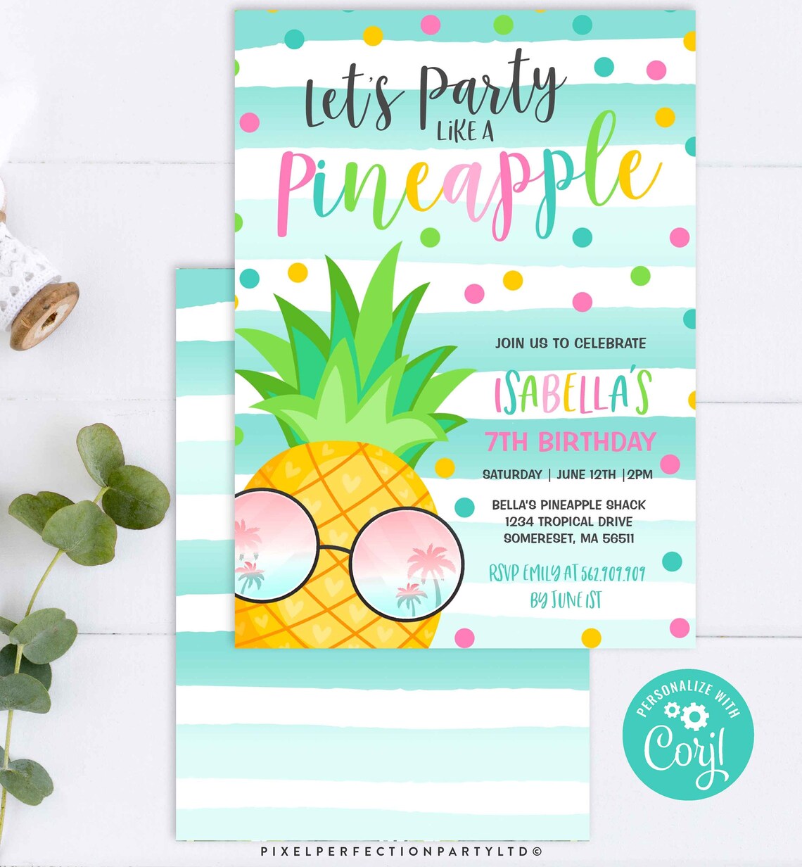 Party Like A Pineapple Invitation Tropical Pineapple - Etsy