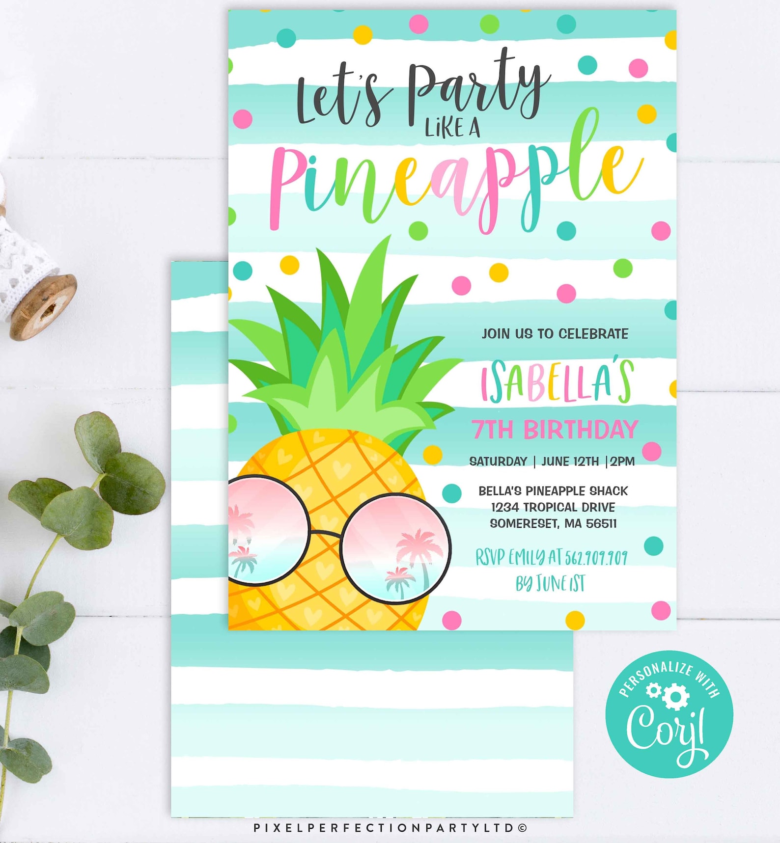 Party Like A Pineapple Invitation Tropical Pineapple - Etsy
