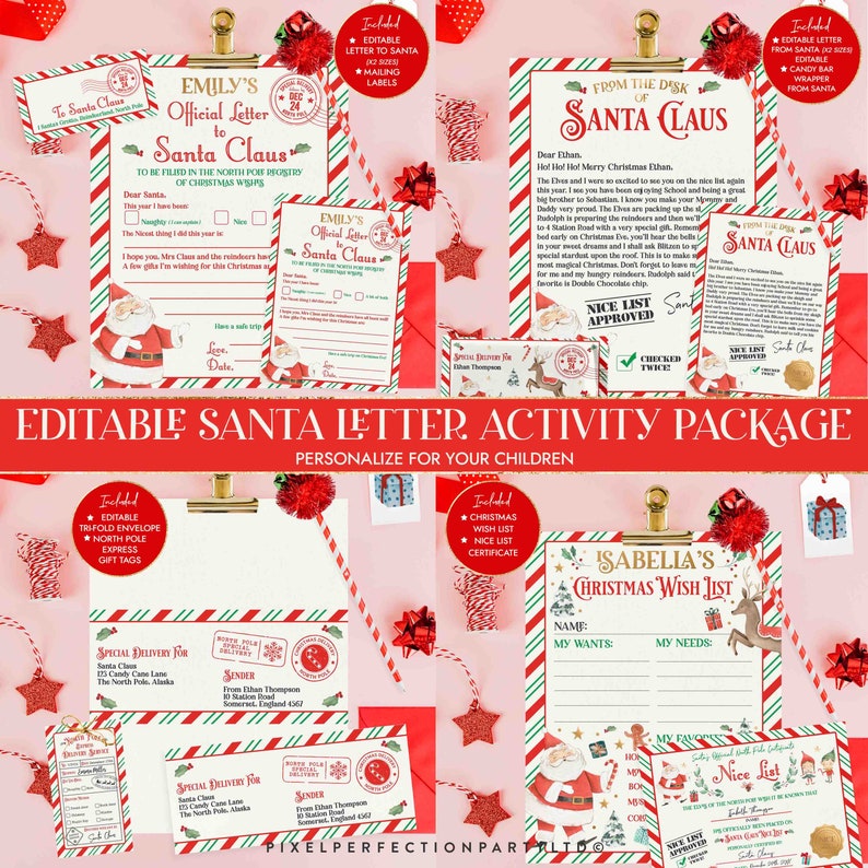 EDITABLE Official Letter to & From Santa Kit Mailing Label - Etsy UK