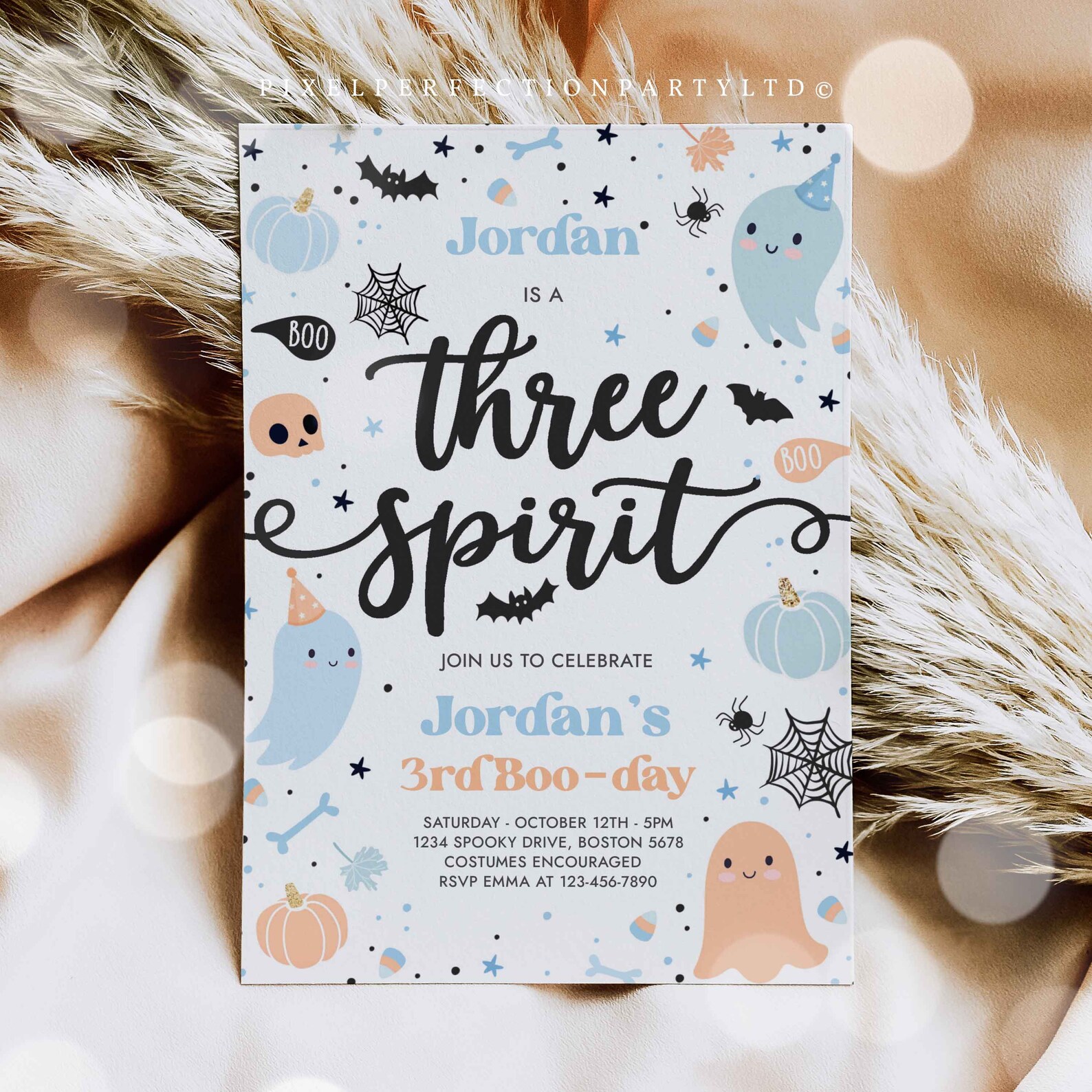 Editable Three Spirit Halloween Ghost 3rd Birthday Party - Etsy