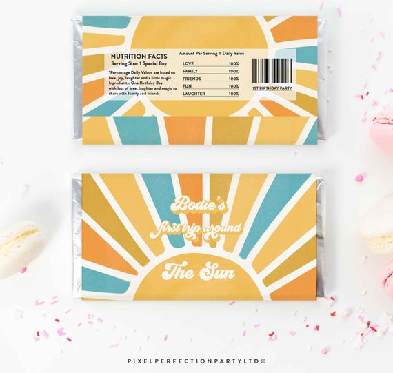 Editable Sunshine Birthday Party Candy Bar Wrapper Here Come The Sun ...